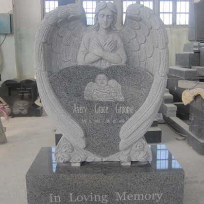 Buy Dark Grey Granite Engraved Angel Monument,Dark Grey Granite ...