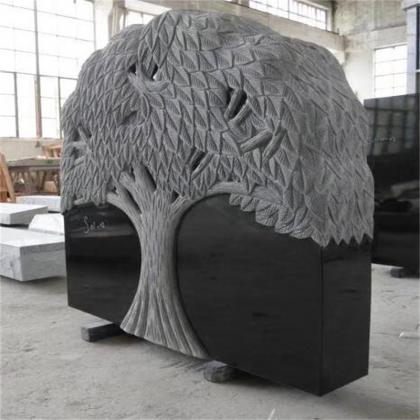 Buy Black Granite Engraving Carved Tree Headstone,Black Granite ...